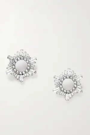 Amina Muaddi Begum Mini -tone Crystal Earrings - Silver