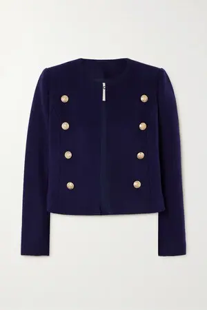 L'Agence True Button-embellished Wool-blend Blazer - Blue
