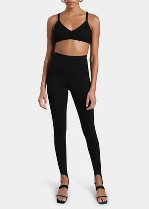 LESET Rio High-Rise Slim Stirrup Pants - Black