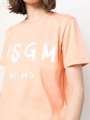 MSGM Logo-print Cotton T-shirt - Orange