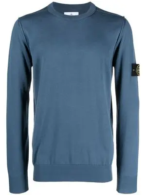 Stone Island Logo-patch Crew Neck Sweatshirt - Blue