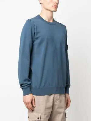Stone Island Logo-patch Crew Neck Sweatshirt - Blue