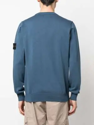 Stone Island Logo-patch Crew Neck Sweatshirt - Blue
