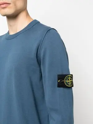 Stone Island Logo-patch Crew Neck Sweatshirt - Blue