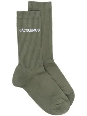 Jacquemus Logo-jacquard Ribbed Ankle Socks - Green