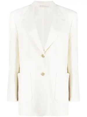 Palm Angels Knitted Tape-detail Blazer - White