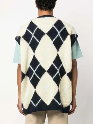 Palm Angels Logo-patch Argyle Knitted Vest