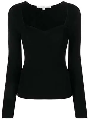 Veronica Beard Sweetheart Ribbed Knit Top