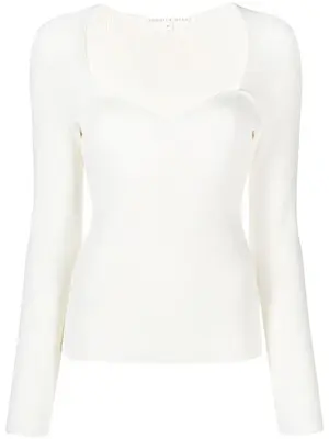 Veronica Beard Sweetheart Ribbed Knit Top