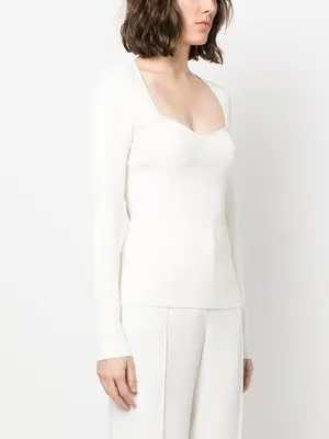 Veronica Beard Sweetheart Ribbed Knit Top