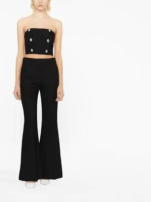 Alessandra Rich Pinstripe Crystal-embellished Crop Top