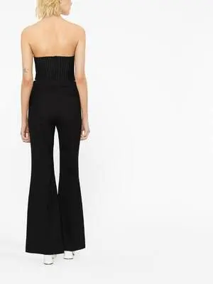 Alessandra Rich Pinstripe Crystal-embellished Crop Top