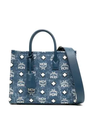 Mcm Small Munchen Denim Tote Bag