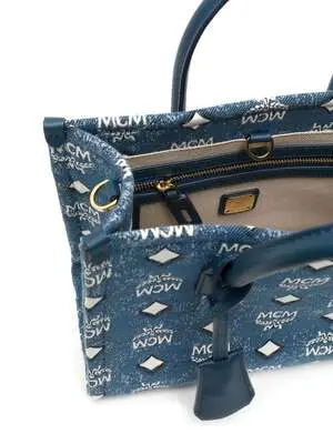 Mcm Small Munchen Denim Tote Bag