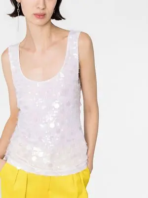 P.a.r.o.s.h Sequin-embellished Tank Top - White