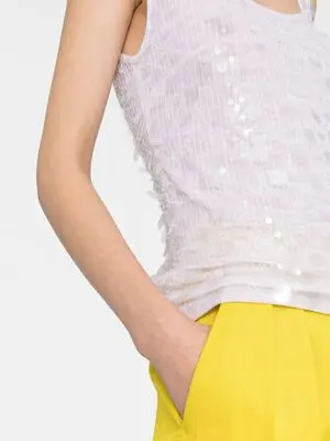 P.a.r.o.s.h Sequin-embellished Tank Top - White
