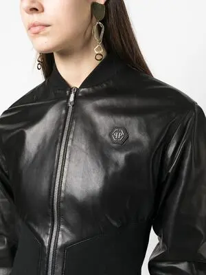 Philipp Plein Leather Bomber Jacket