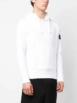 Stone Island Hoodie Cotton Fleece - White