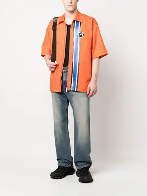 AMBUSH Striped Zipped Short-sleeve Shirt - Orange