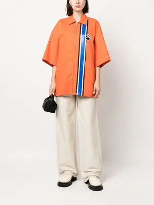 AMBUSH Striped Zipped Short-sleeve Shirt - Orange