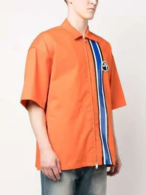 AMBUSH Striped Zipped Short-sleeve Shirt - Orange
