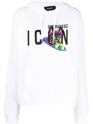 Dsquared2 Logo-print Drawstring Hoodie - White
