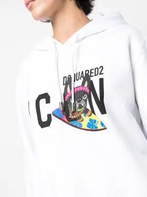 Dsquared2 Logo-print Drawstring Hoodie - White