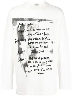 Yohji Yamamoto Pigment Long-sleeve T-shirt - White