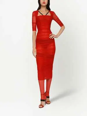 Dolce & Gabbana Draped-detail Tulle Midi Dress