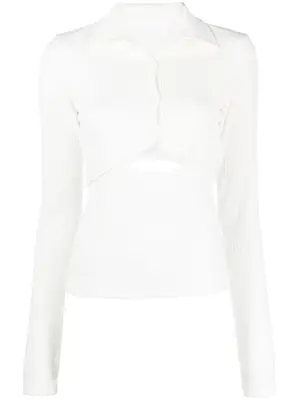 Helmut Lang Cut-out Knitted Top - White