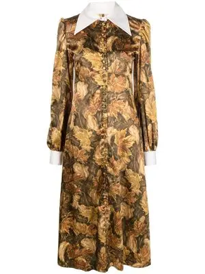 ERL Leaf-print Shirt Dress