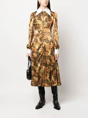 ERL Leaf-print Shirt Dress