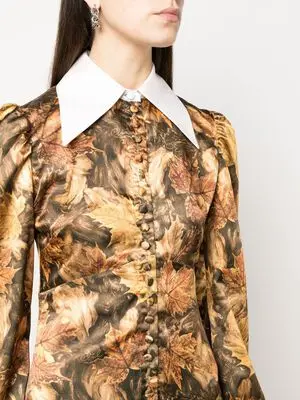 ERL Leaf-print Shirt Dress