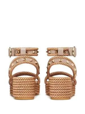 Valentino Garavani Rockstud Flatform Sandals - Neutrals