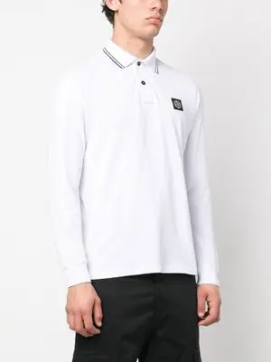 Stone Island Compass-motif Polo Shirt - White
