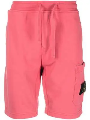 Stone Island Compass-patch Cotton Shorts - Pink