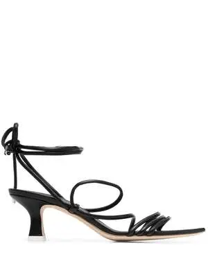 3JUIN Pointed-toe Sculpted Heel Sandals - Black