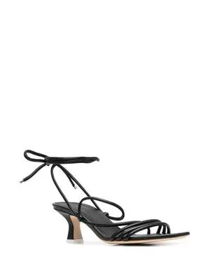 3JUIN Pointed-toe Sculpted Heel Sandals - Black