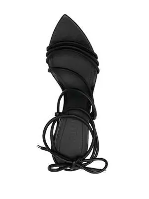 3JUIN Pointed-toe Sculpted Heel Sandals - Black