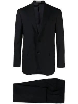 Corneliani Single-breasted Virgin Wool Suit - Blue