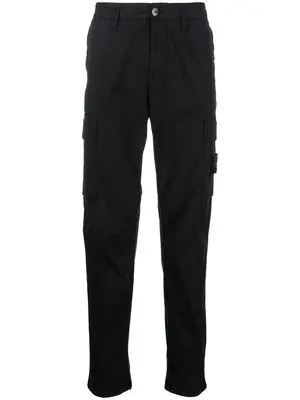 Stone Island Logo Patch Cargo Pants - Black