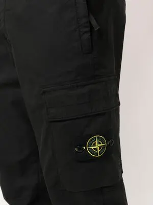 Stone Island Logo Patch Cargo Pants - Black