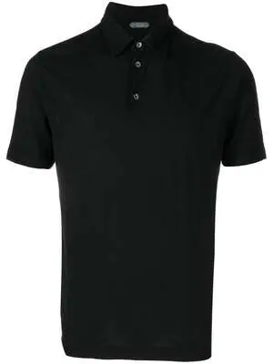 ZANONE Short-sleeve Cotton Polo Shirt - Black
