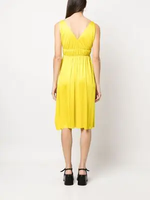 P.a.r.o.s.h Smocked-detail V-neck Dress - Yellow