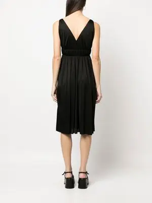 P.a.r.o.s.h Smocked-waist V-neck Dress - Black