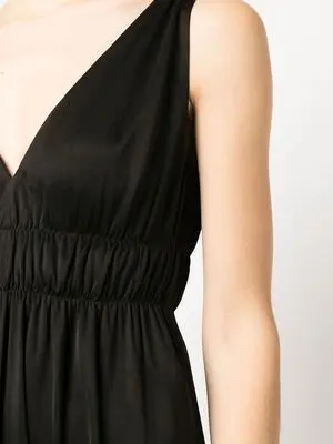 P.a.r.o.s.h Smocked-waist V-neck Dress - Black