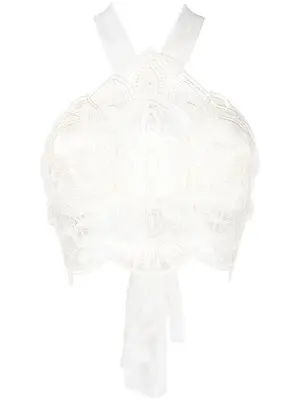 Alberta Ferretti Lace Crop Top White