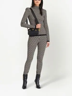 Balmain Monogram-print High-waisted Leggings