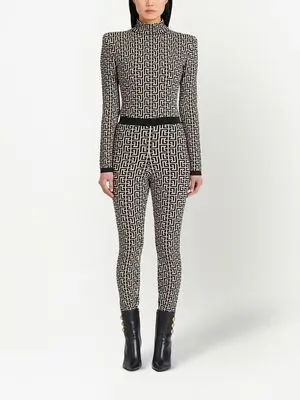 Balmain Monogram-print High-waisted Leggings