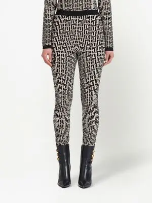 Balmain Monogram-print High-waisted Leggings